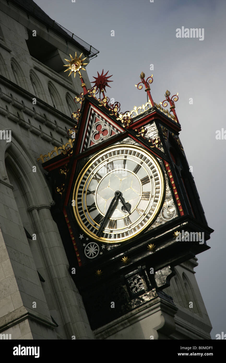City of London, England. Close-up angled view of the clock on the ...
