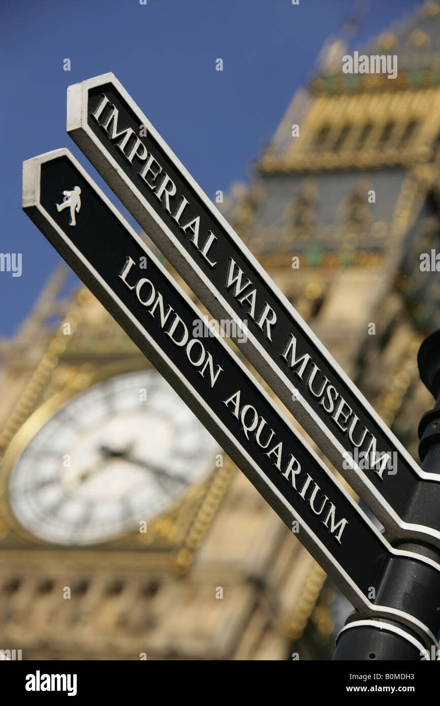 City of Westminster, England. A tourist direction sign at Westminster ...