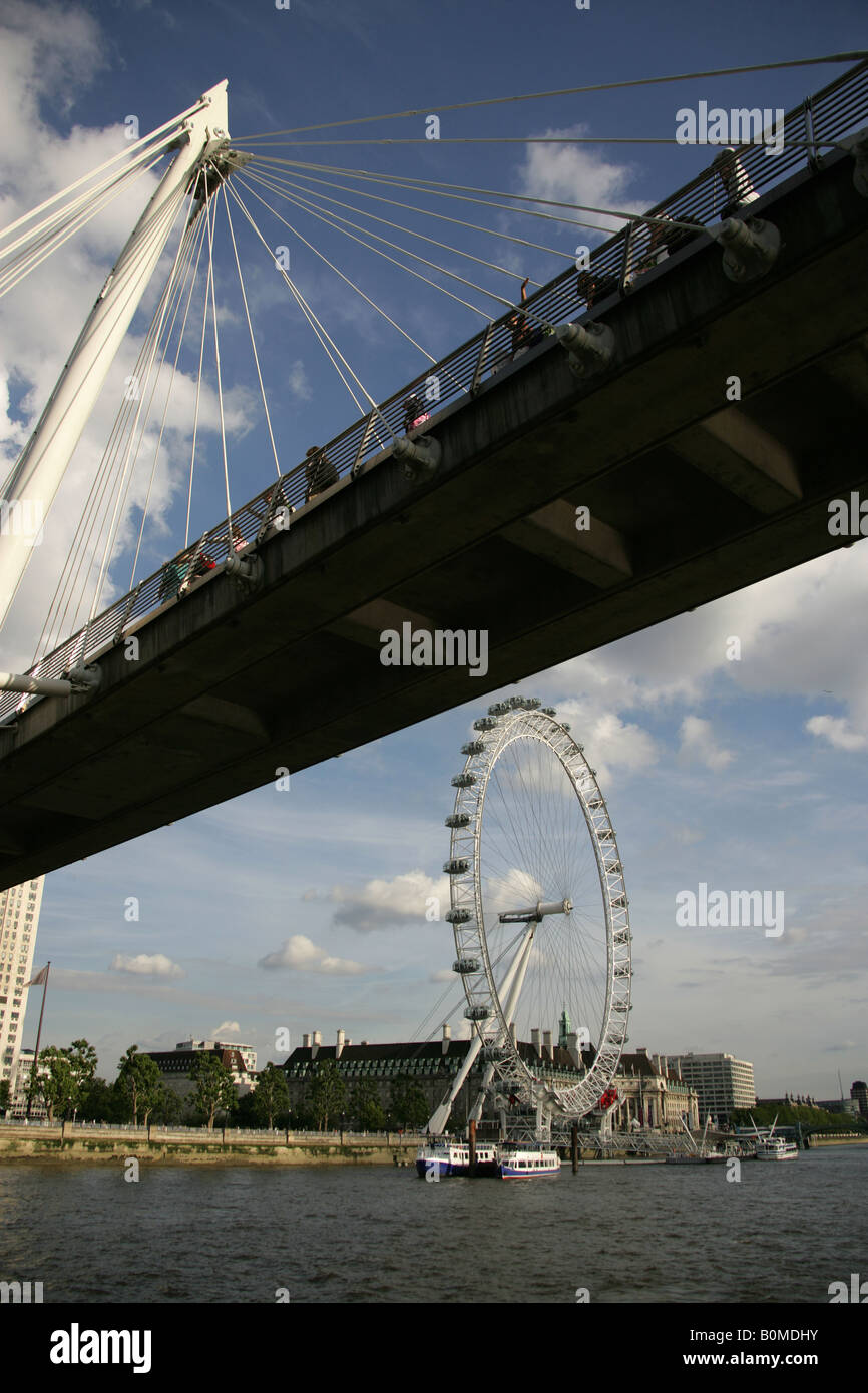 City of London, England. The Golden Jubilee Bridge over the River ...
