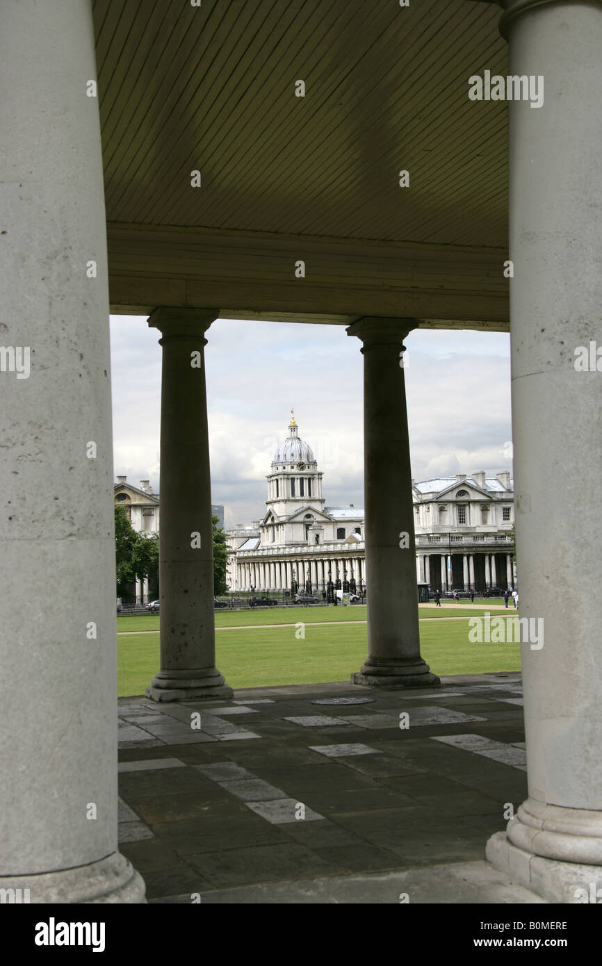 City of London, England. Greenwich National Maritime Museum colonnade ...