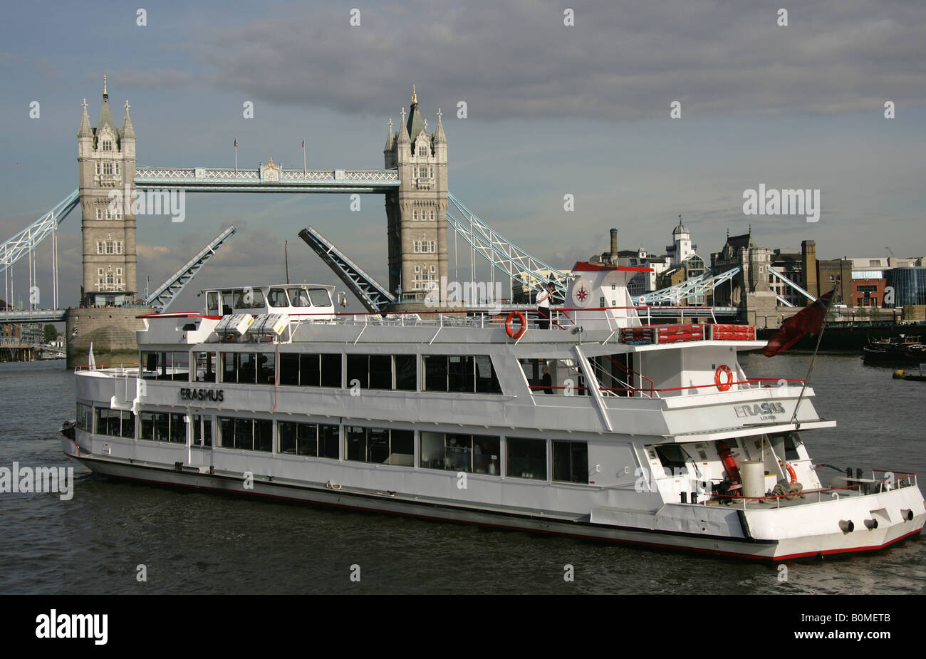 City of London, England. A River Thames tourist cruise boat with the ...