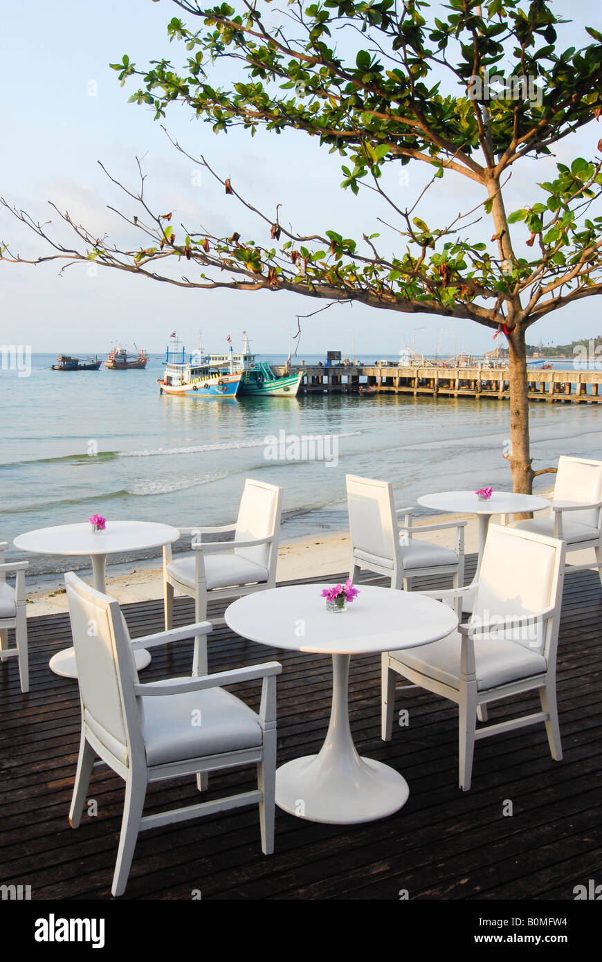 A bright, modern and refreshing beachside cafe with white decor, Koh ...