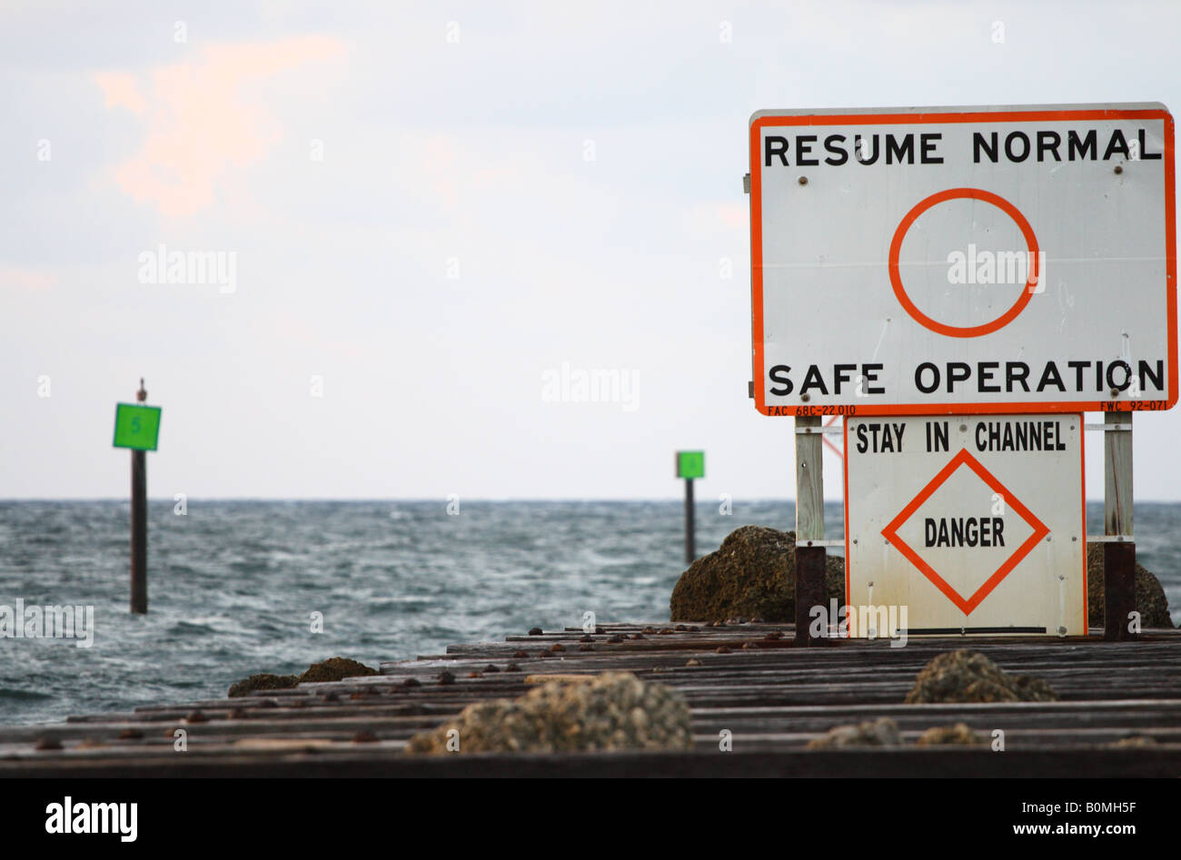 Maritime sign signalling danger Stock Photo - Alamy