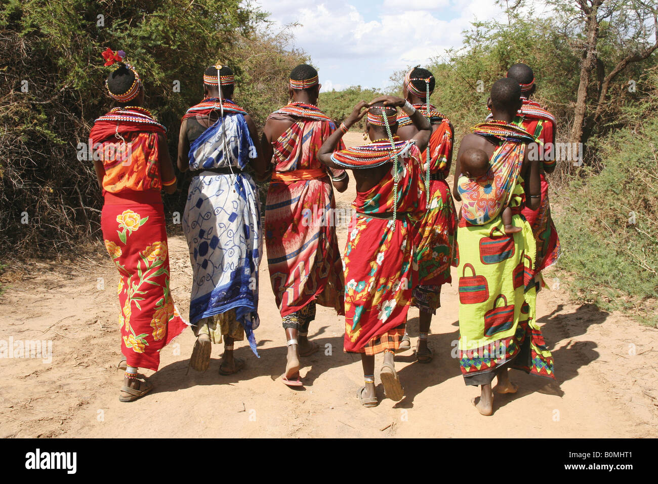 Women of the Samburu tribe, from central Kenya, lead a traditional ...