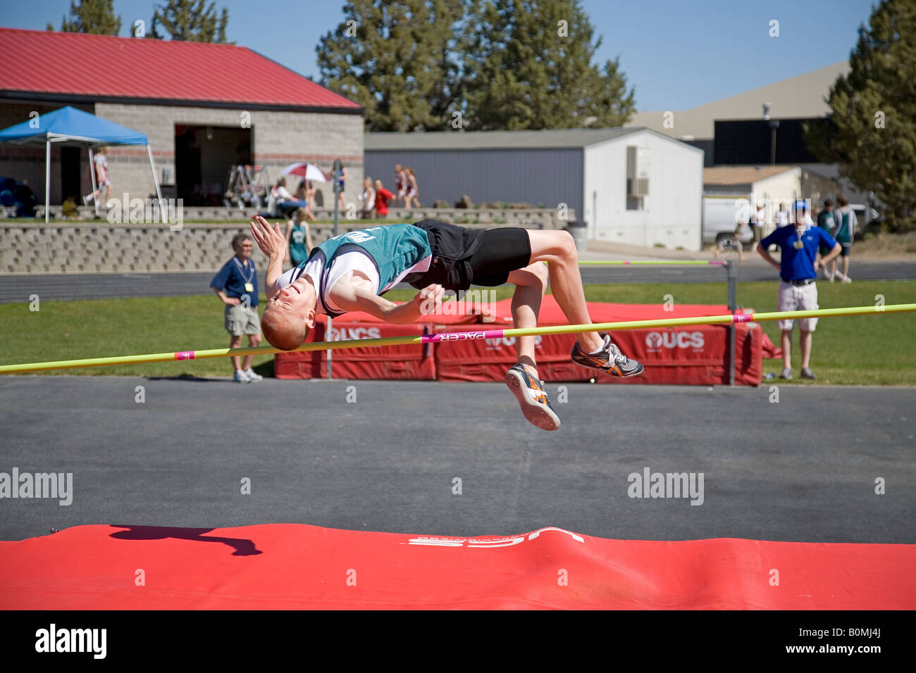 A middle school junior high school district track meet in the spring ...