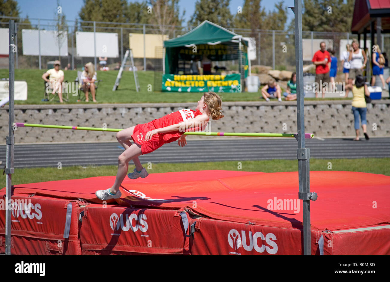 A middle school junior high school district track meet in the spring ...
