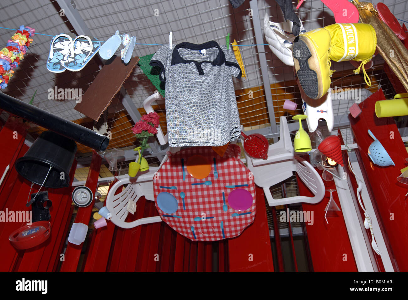 Display of modern plastic products at the Science Museum London Stock ...