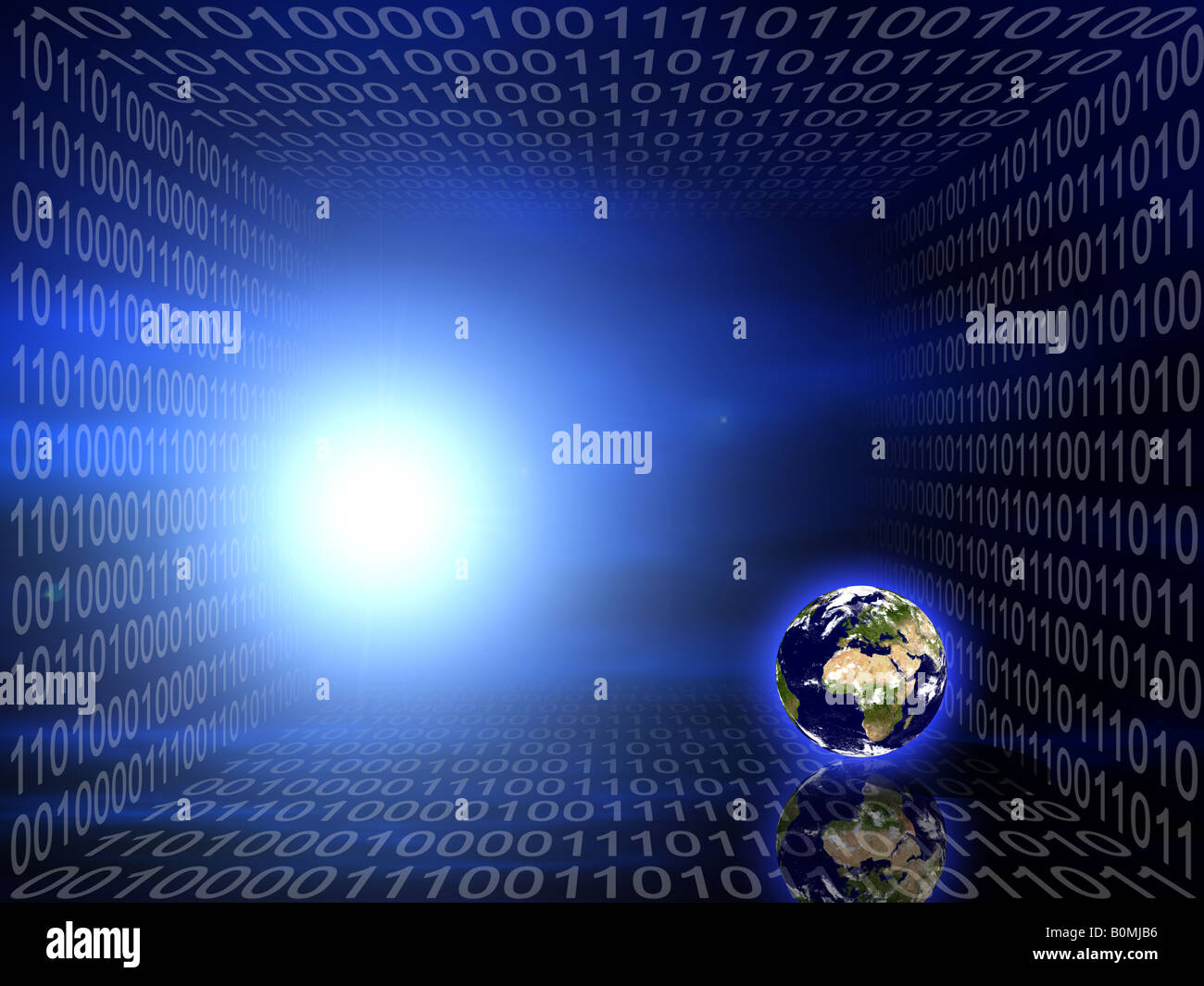 Global futuristic technology and business related conceptual illustration with binary code ...