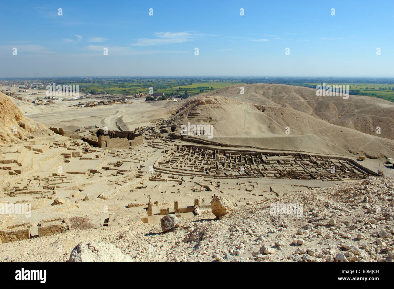 Top view of the ancient workers village deir el madinah, Egypt, Luxor ...