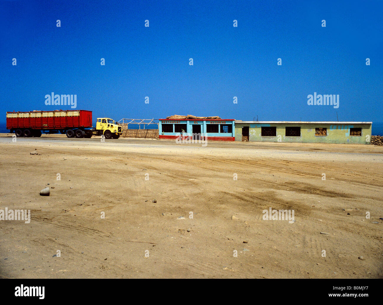 truck on parking lot of abandoned restaurant old highway panamericana ...