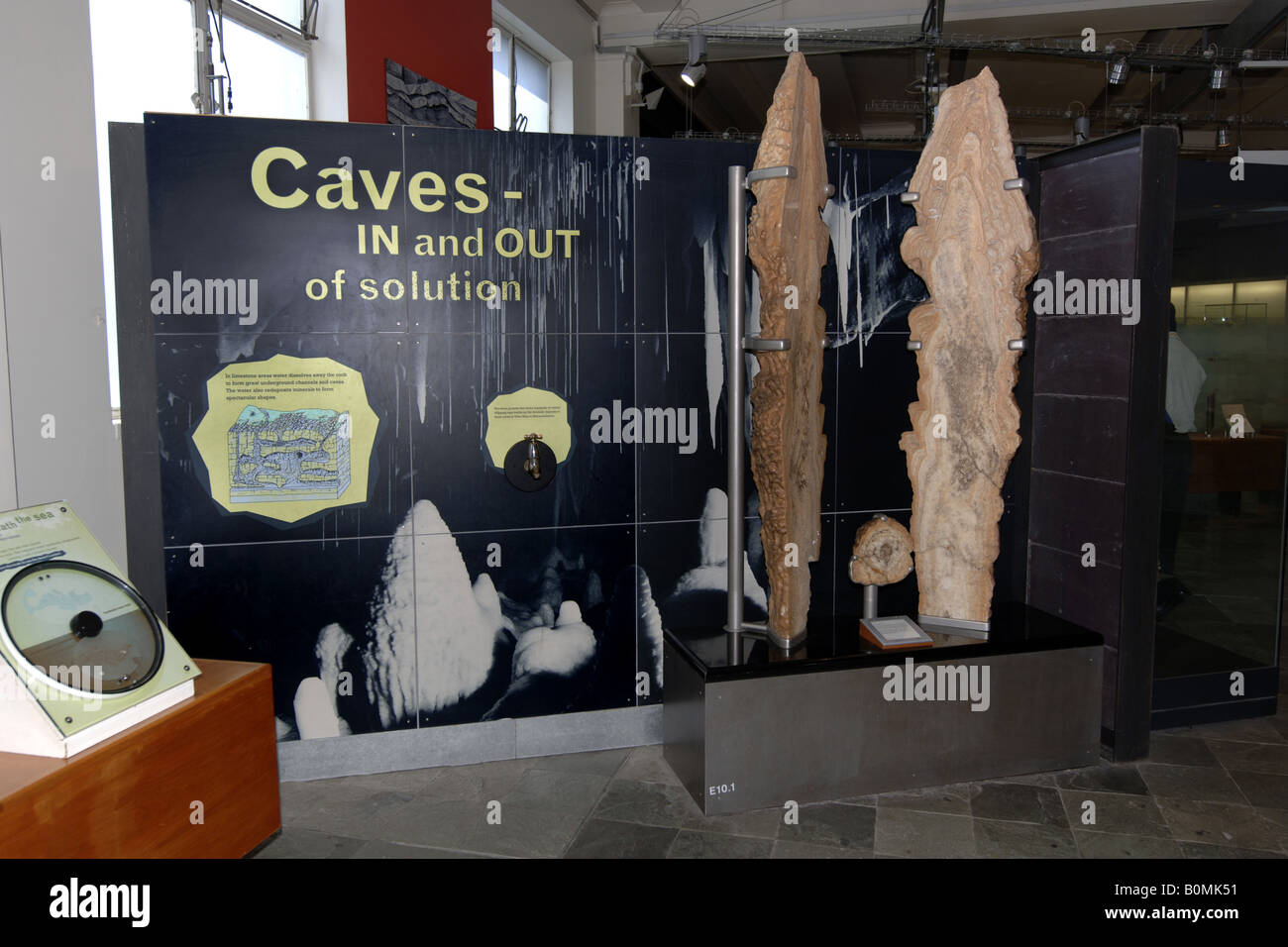 Exhibition of rock formations inside the Natural History Museum London ...