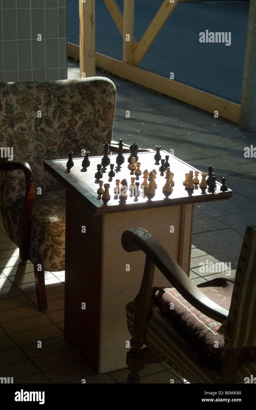 Chess set up outside a local store in Reykjavik, Iceland Stock Photo ...