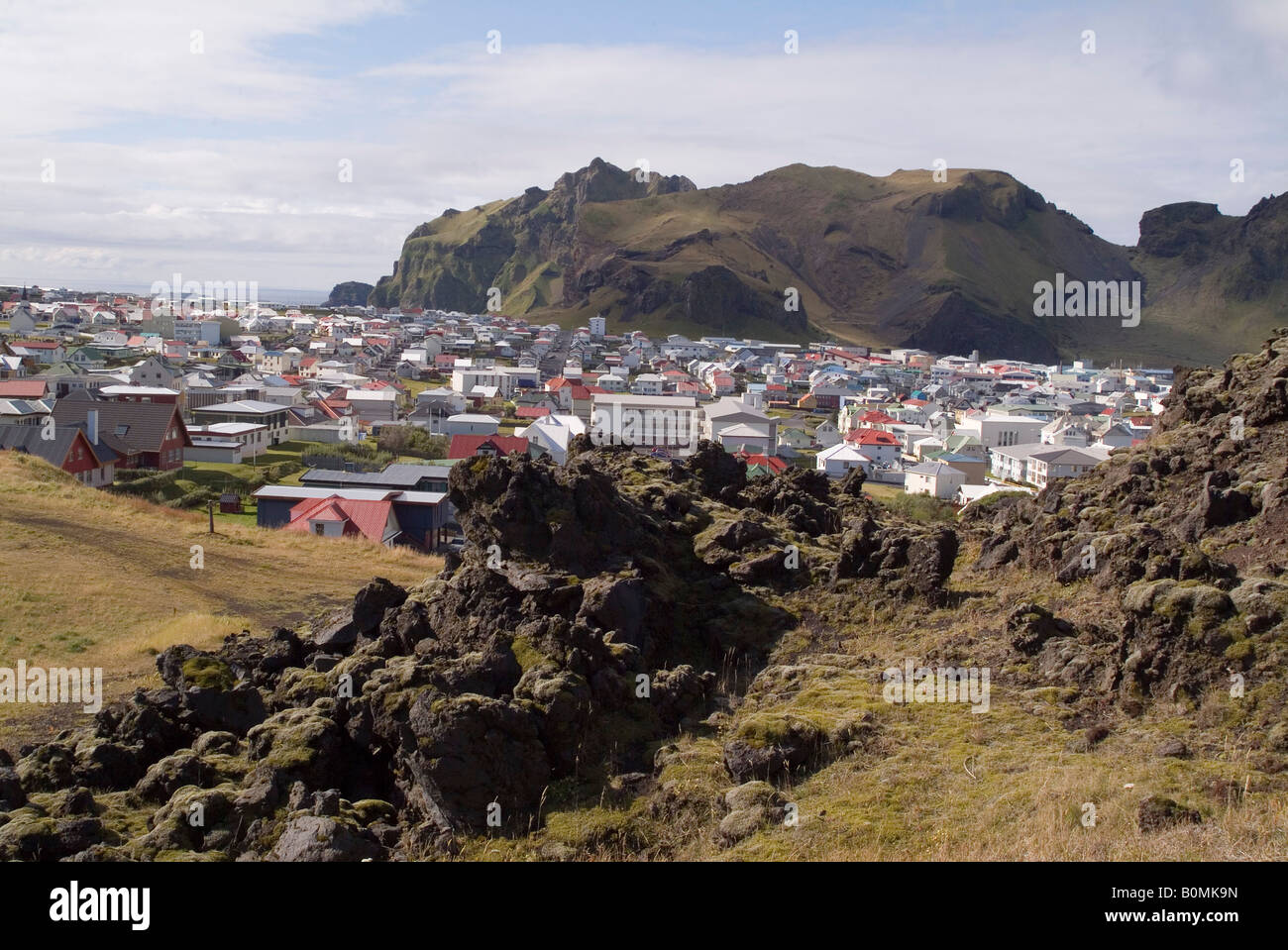 The main town of Heimaey on the Westman Islands, Iceland Stock Photo ...