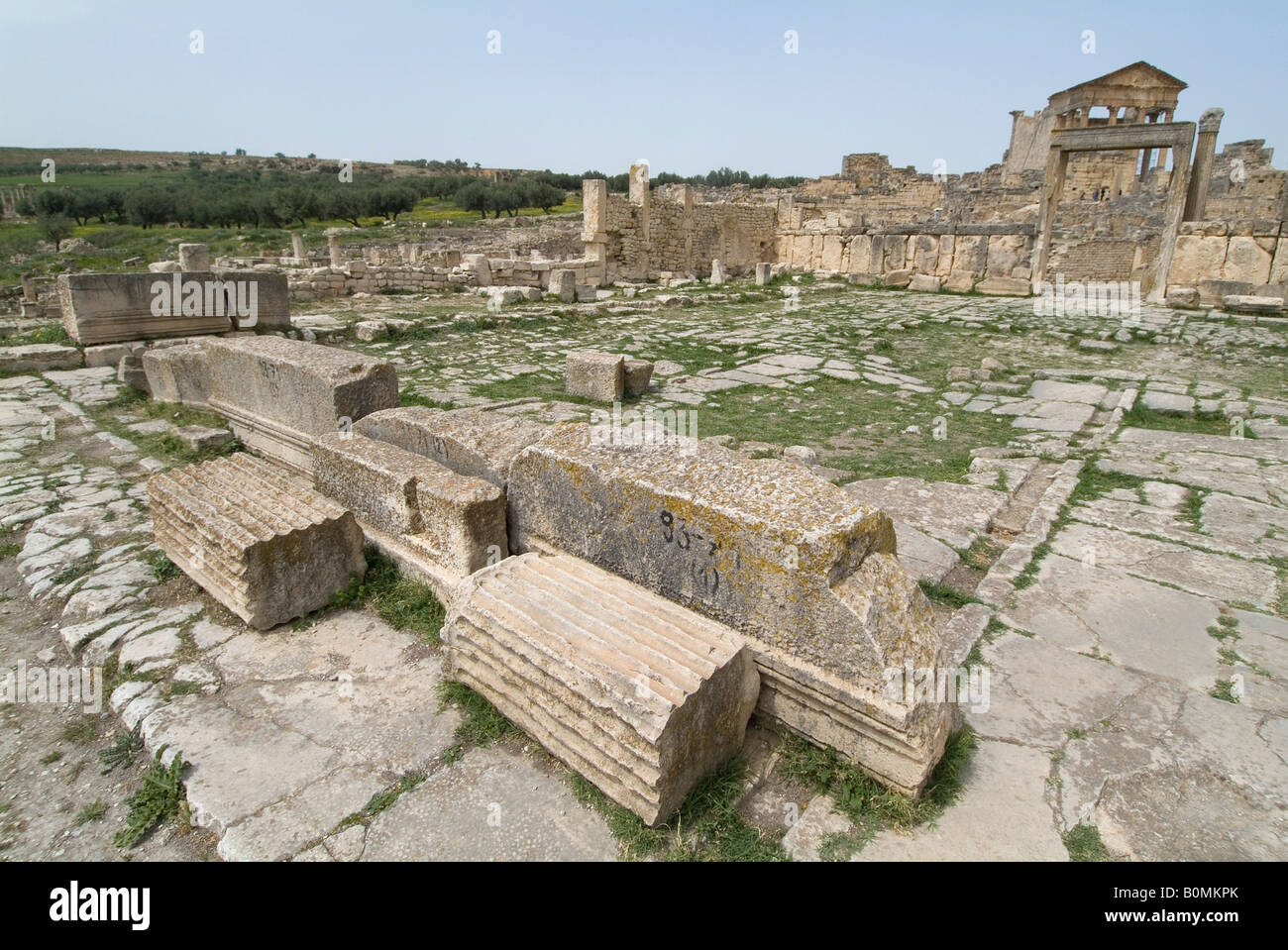 Roman ruins at Dougga, the ancient city of Thugga, Tunisia Stock Photo ...
