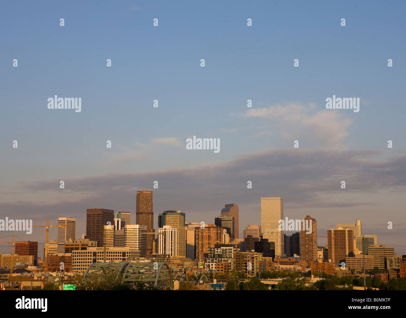 City skyline view from the west of Denver Colorado office buildings ...