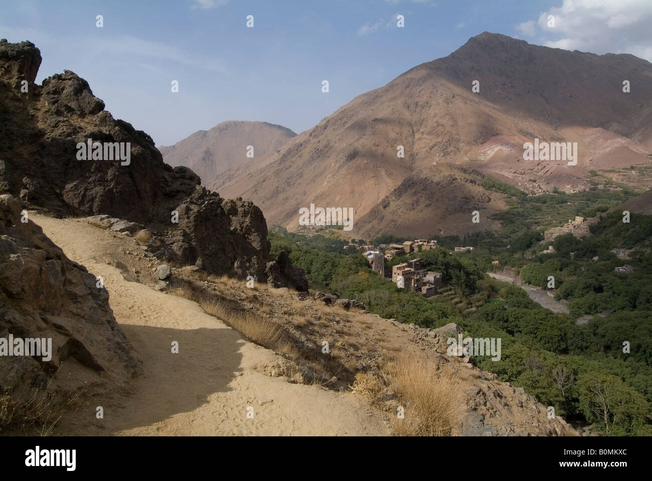 Jbel Toubkal valley overlooking Kasbah de Toubkal, Imlil, High Atlas ...