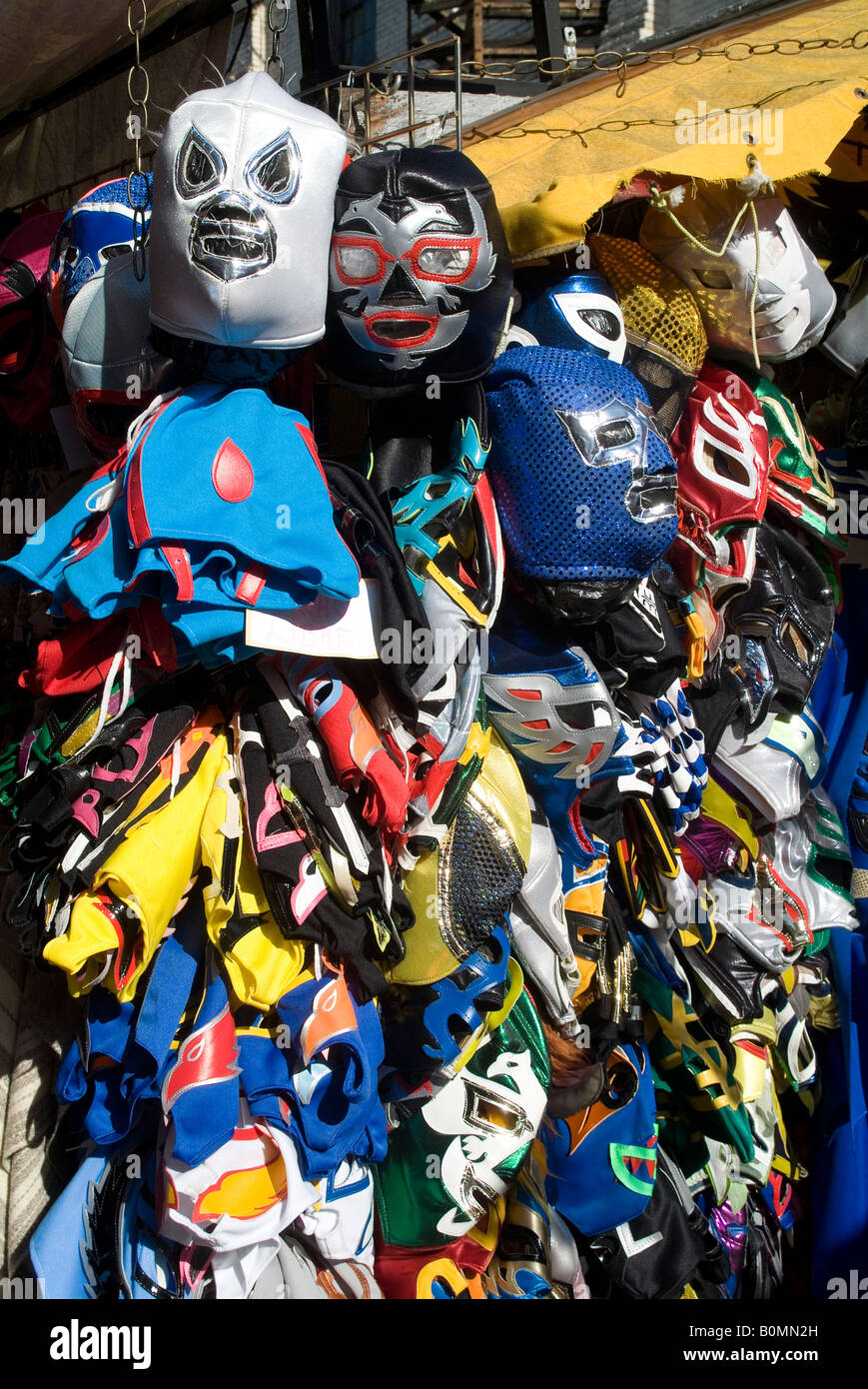 Masks of Lucha Libre, Mexican wrestlers, Olvera Street, dowtown area ...