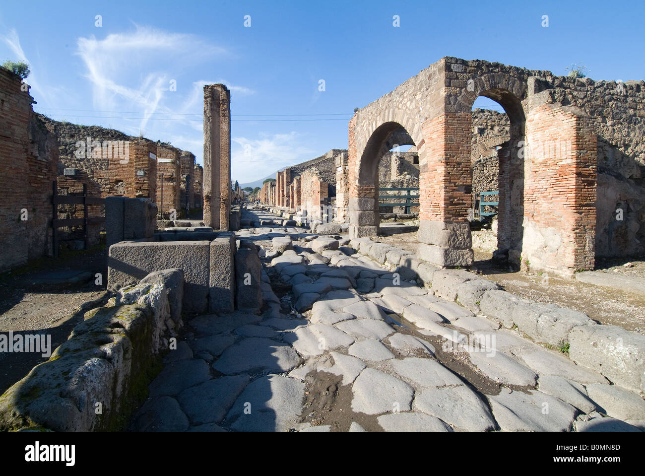 Roman street, Pompeii, an almost perfectly preserved Roman town ...