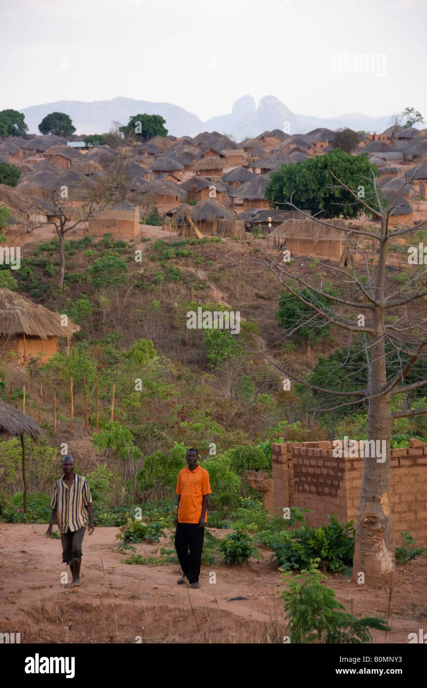 Thatched mud huts on the outskirts of Marrupa, a small town in Niassa ...