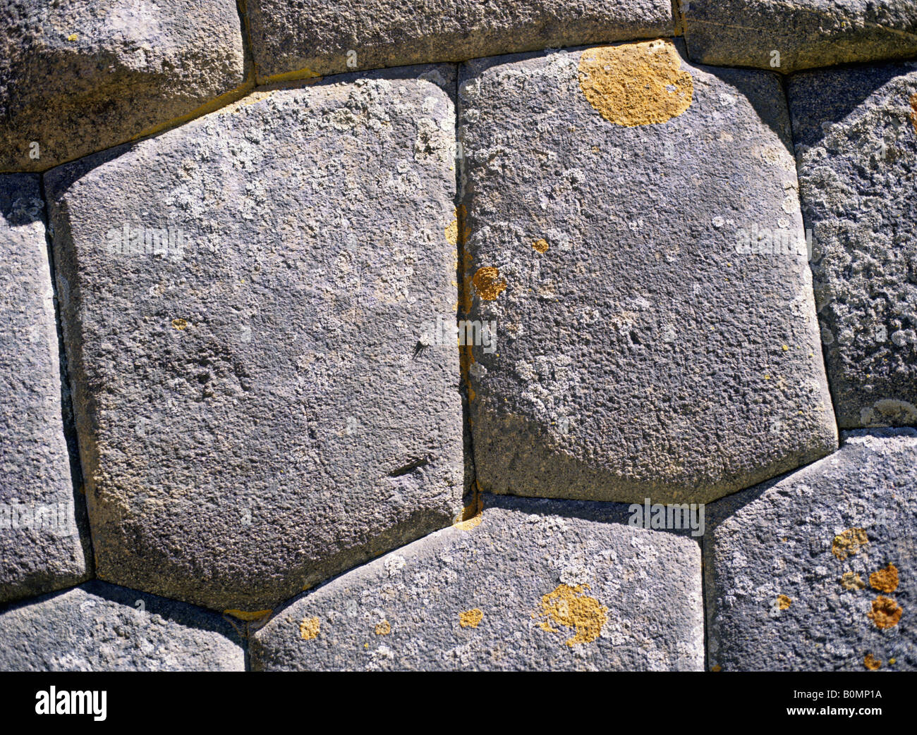 carved stone boulders in wall rampart inca archaeological site of ...