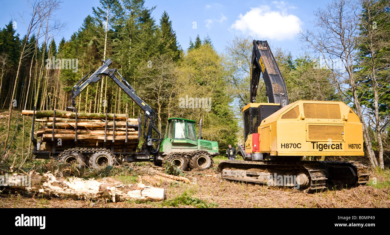 Heavy forestry machinery used in logging operations, Scotland Stock ...