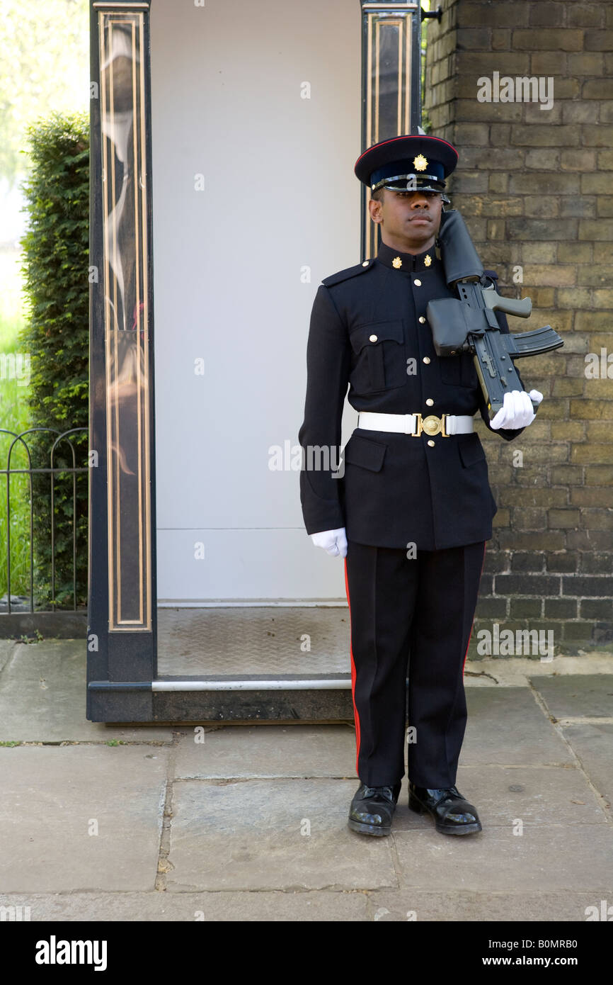 Soldier Standing To Attention Outside Clarence House London UK Europe ...