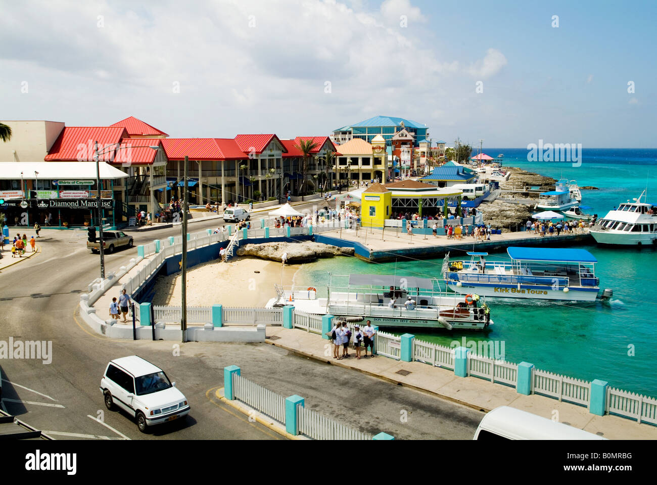 George Town Grand Cayman. Looking down south bay street with boats ...