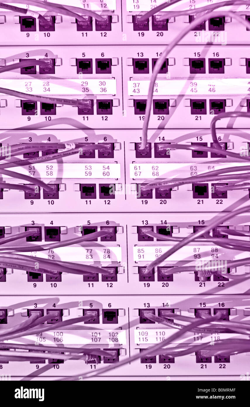Photo of the Network hub and cables Stock Photo - Alamy
