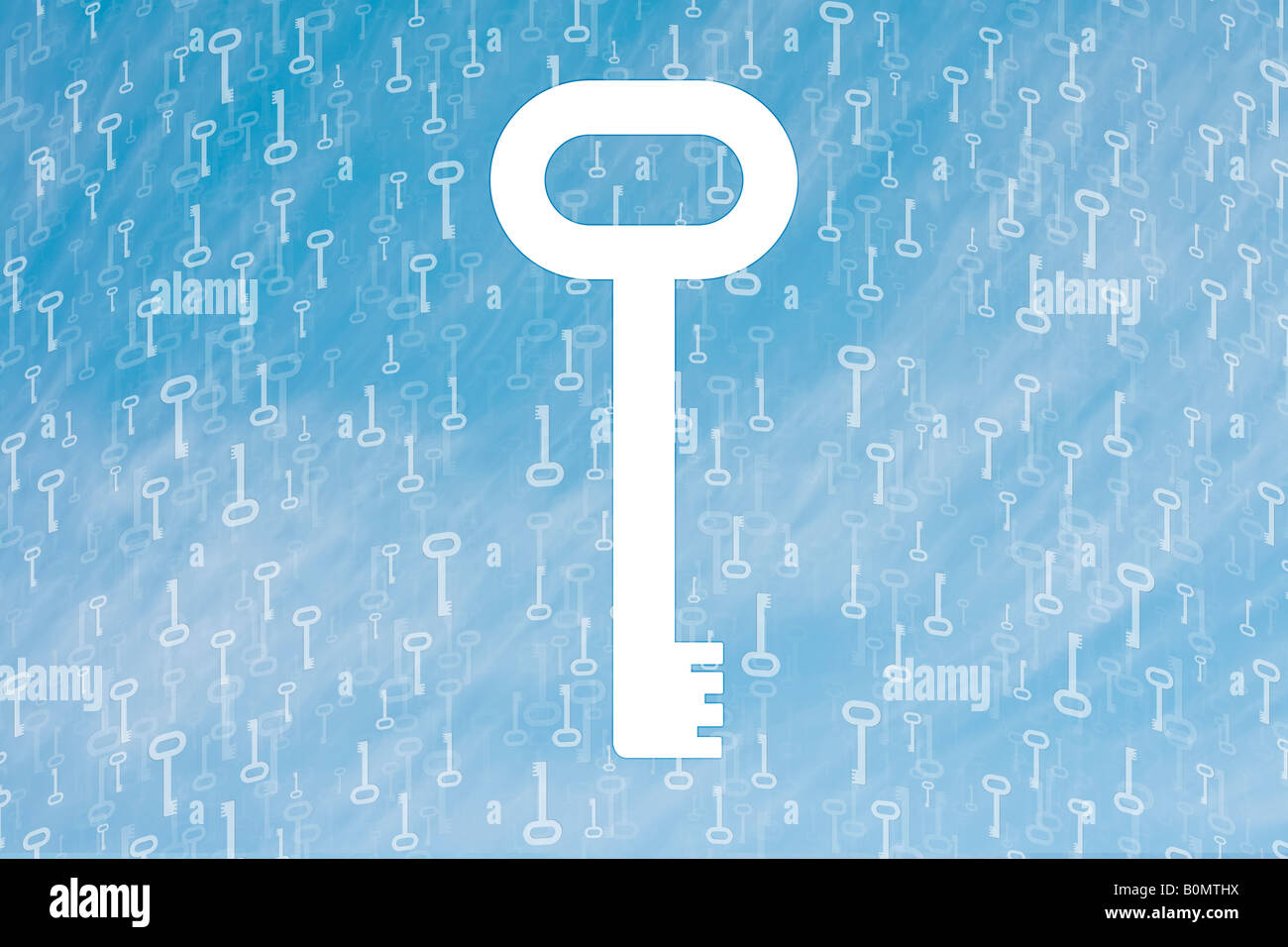 Concept of lots of keys floating in the air with a big key symbol in ...