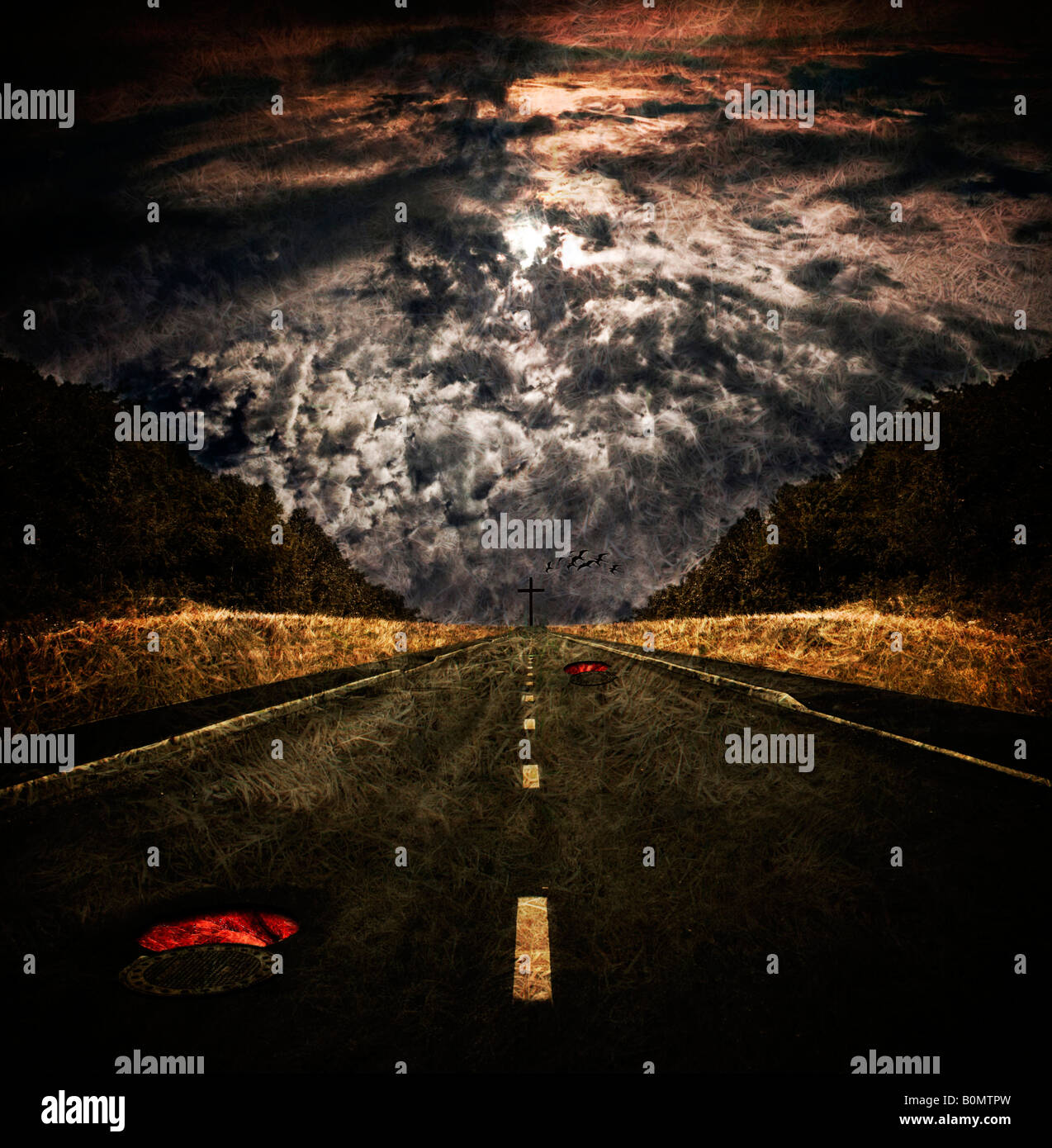 Concept digital art for a book cover depicting a dramatic road leading ...