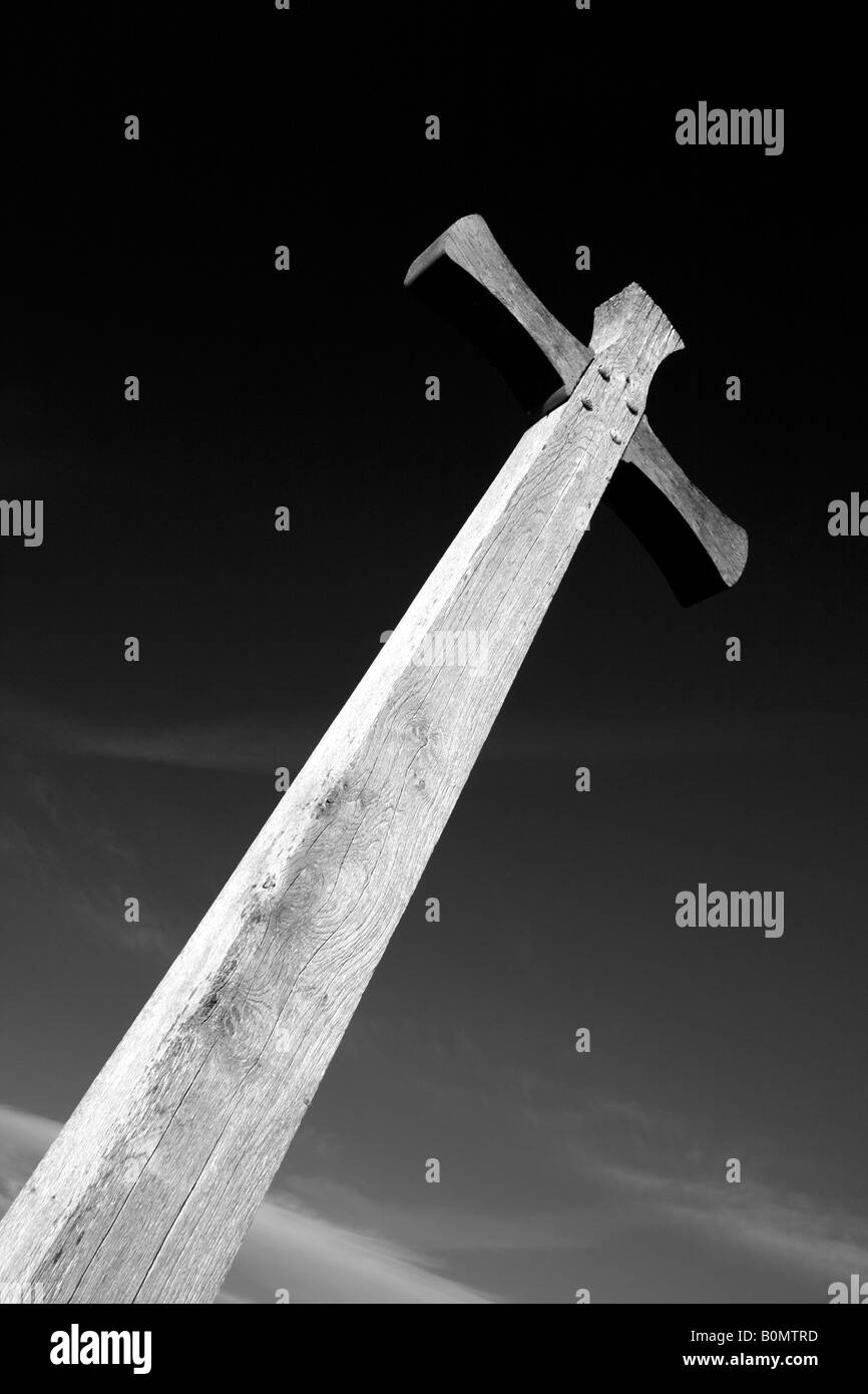 Christianity cross on hill Black and White Stock Photos & Images - Alamy