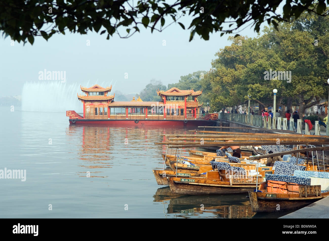 boats on the waters of West Lake Hangzhou Zhejiang Province China Stock ...