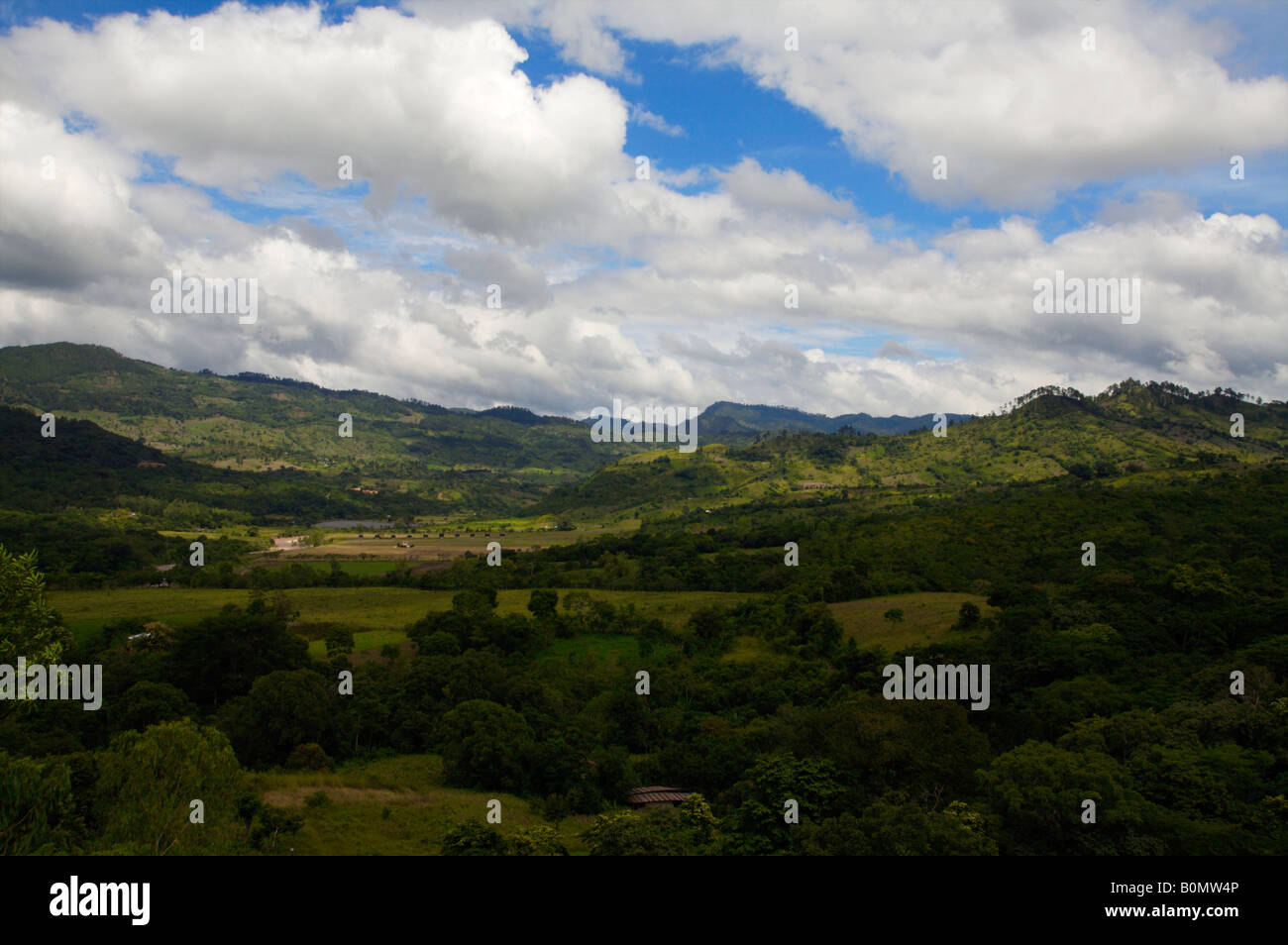 Looking out over a valley outside of Copan Honduras on November 4 2006 ...