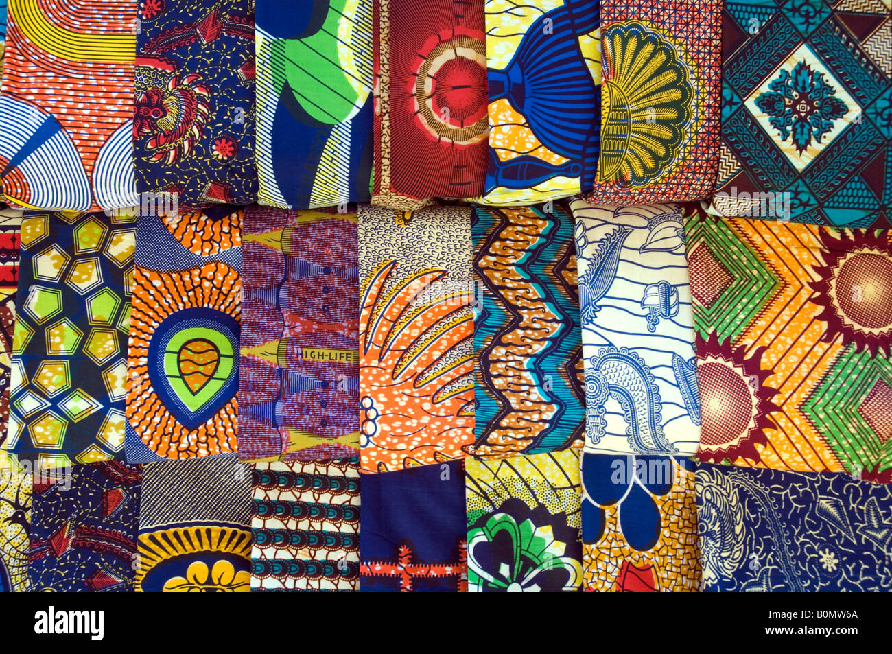 Cloth with colourful patterns, Accra, Ghana Stock Photo - Alamy