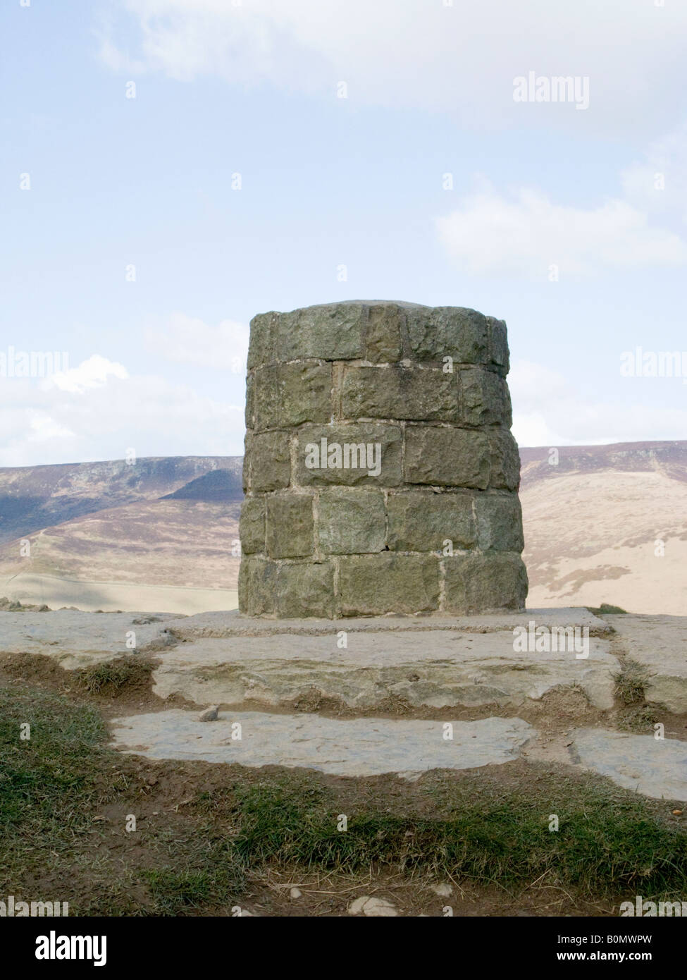 A memorial to Tom Hyett at Hollins Cross on Mam Tor path. Peak District ...