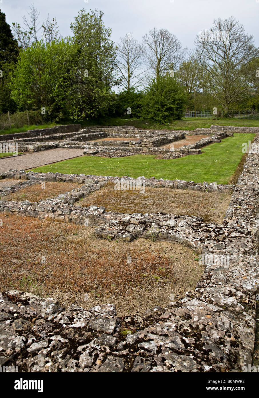 Remains of the Romano Celtic temple Caerwent Wales UK Stock Photo - Alamy