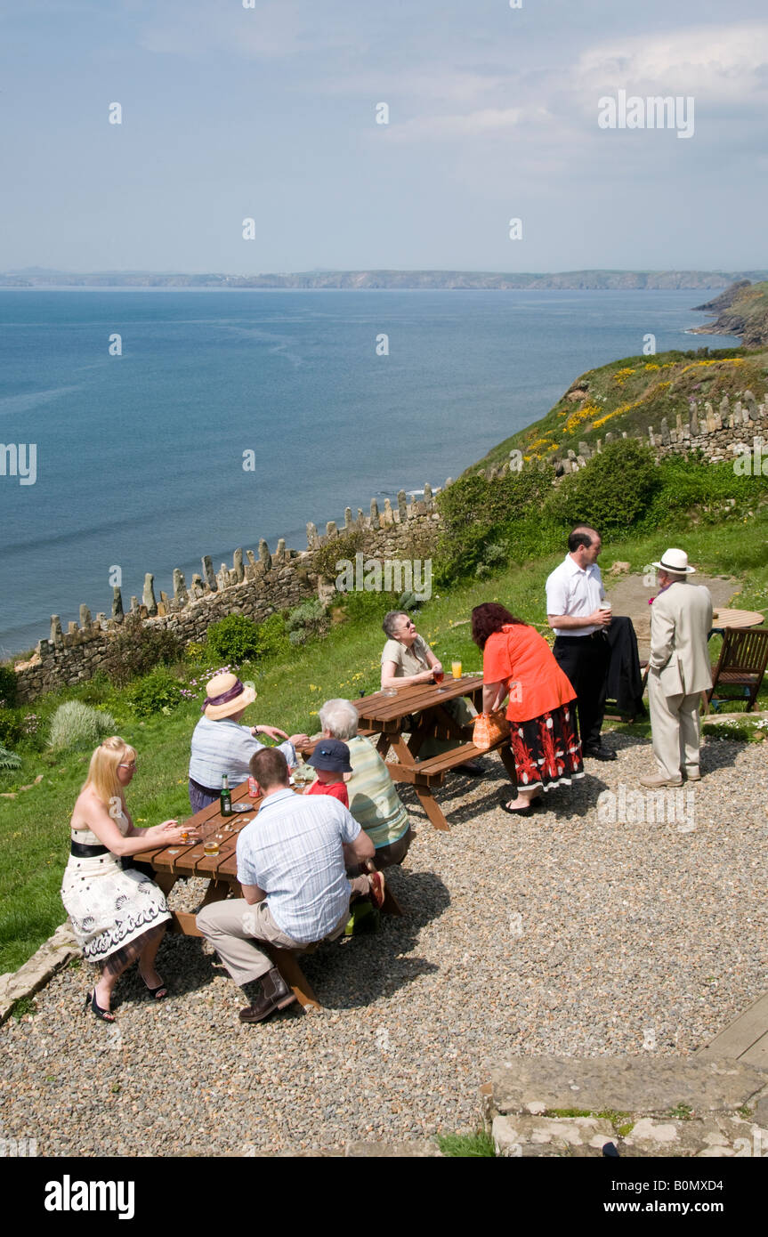 groups people sitting outdoors at the Druidstone Hotel pembrokeshire ...
