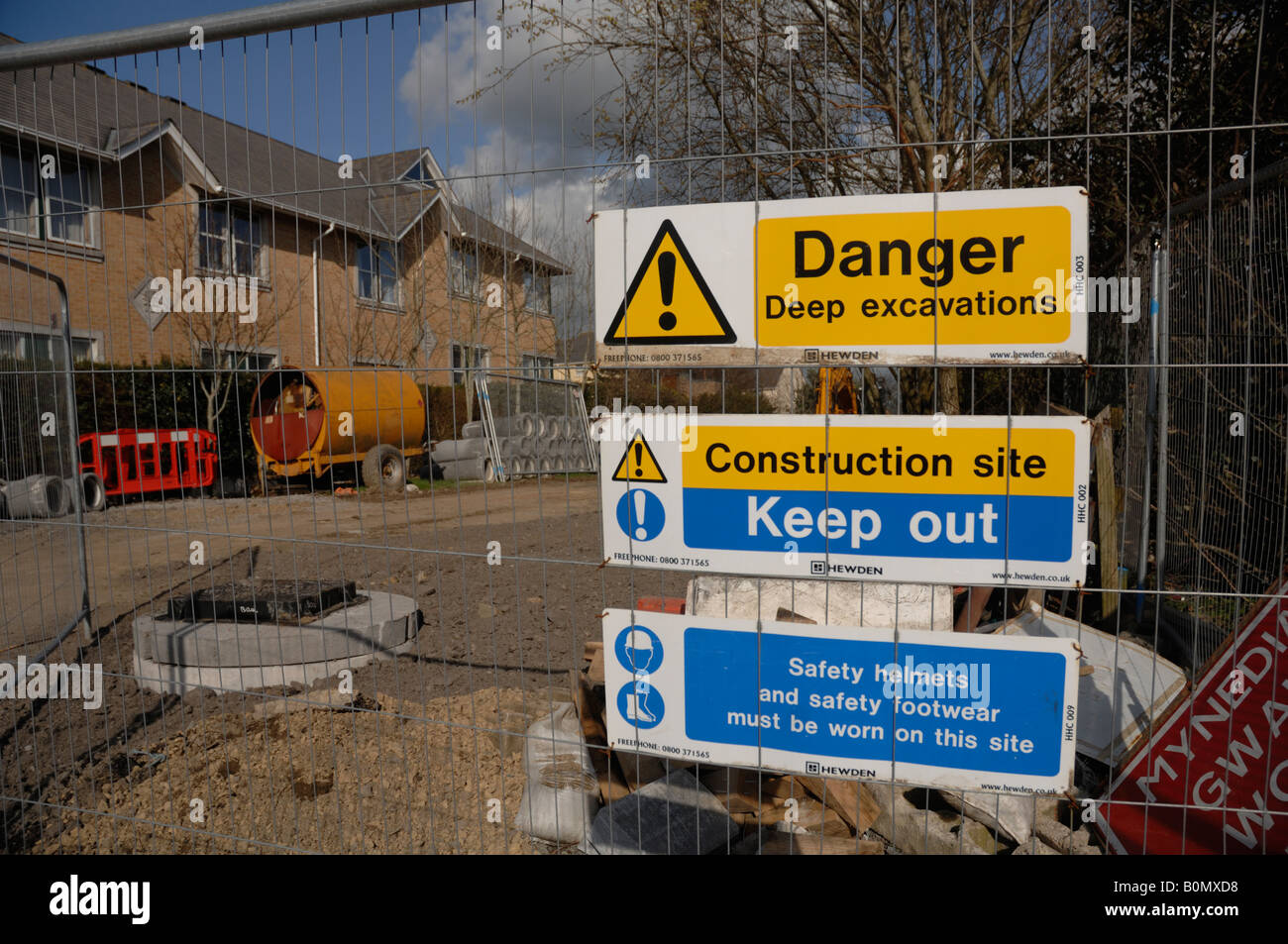 Signs for construction site Haverfordwest Pembrokeshire Wales UK Europe ...