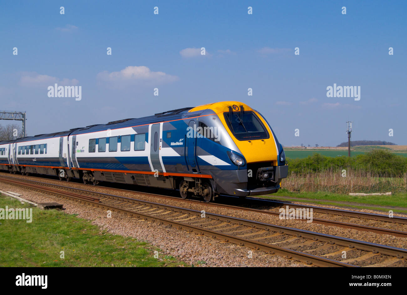 Midland Mainline four coach Meridian train Northamptonshire England ...