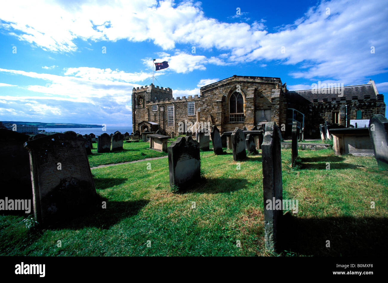 Grave yard at St Marys church Whitby North Yorkshire England Stock ...