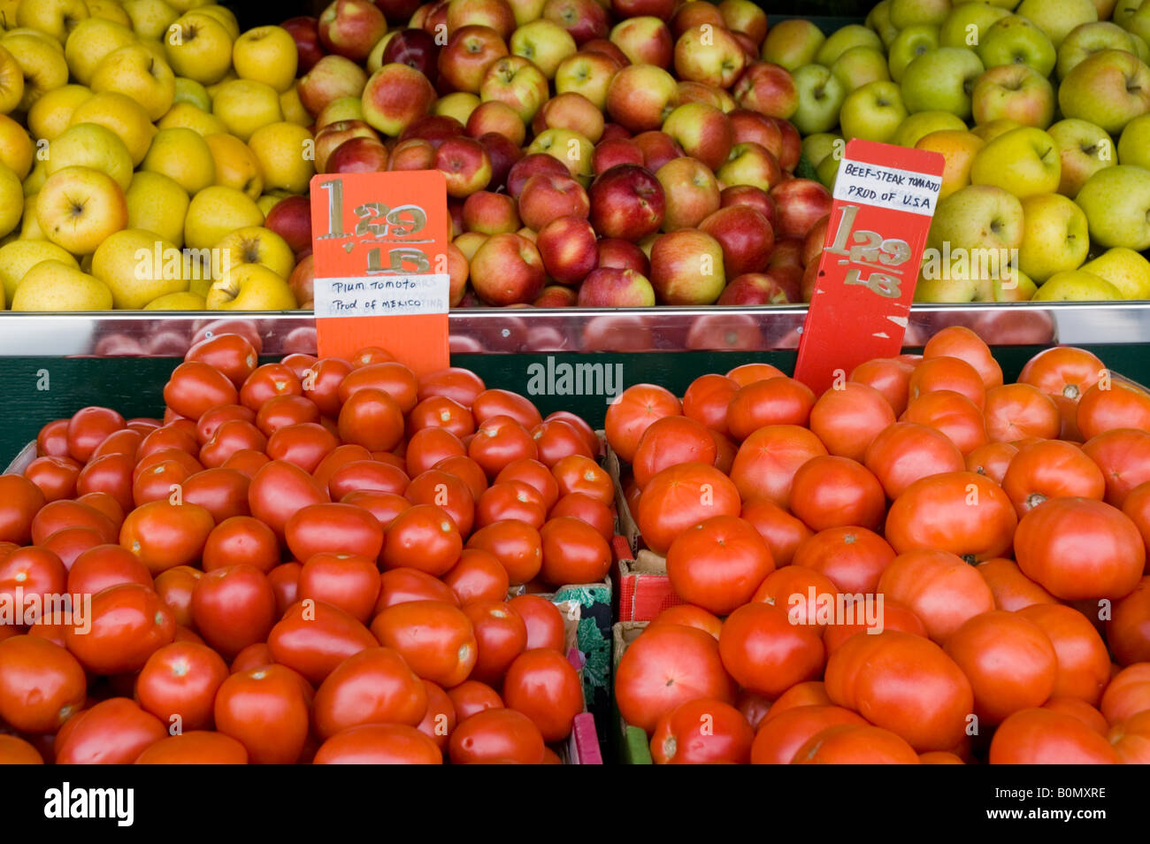 Fruits and vegetables on display outside food store Stock Photo - Alamy