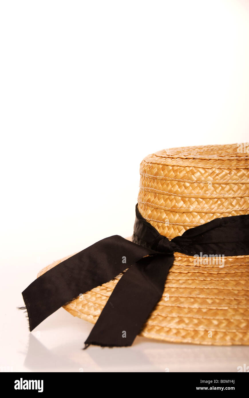 summer straw hat with ribbon Stock Photo - Alamy