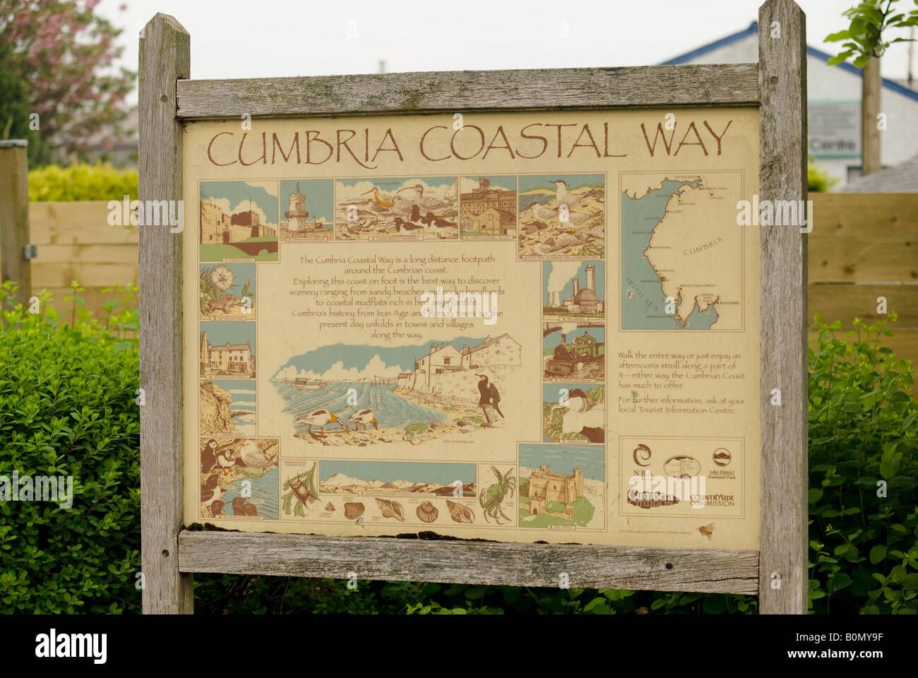 cumbria coastal way information sign Stock Photo - Alamy