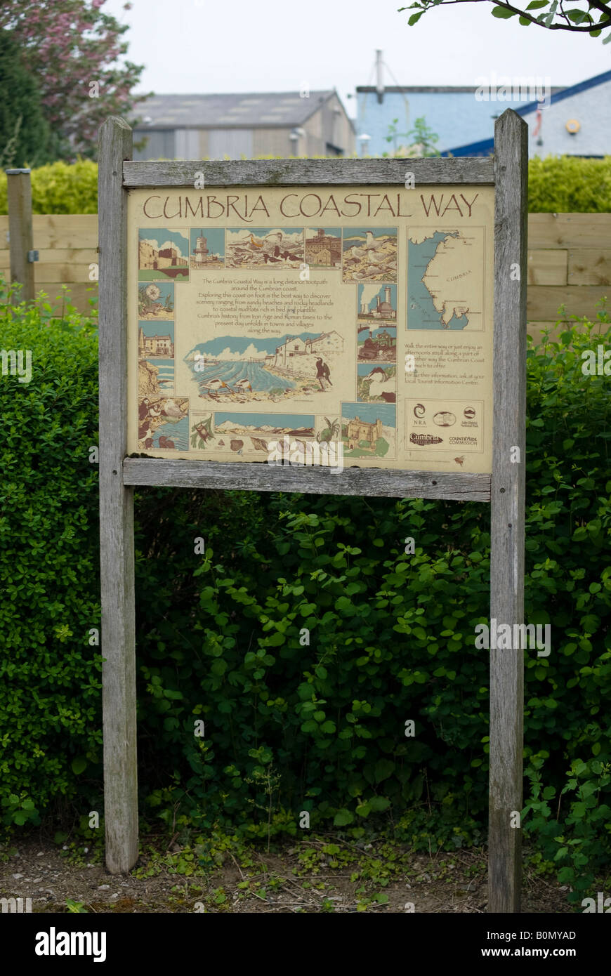 cumbria coastal way information sign Stock Photo - Alamy