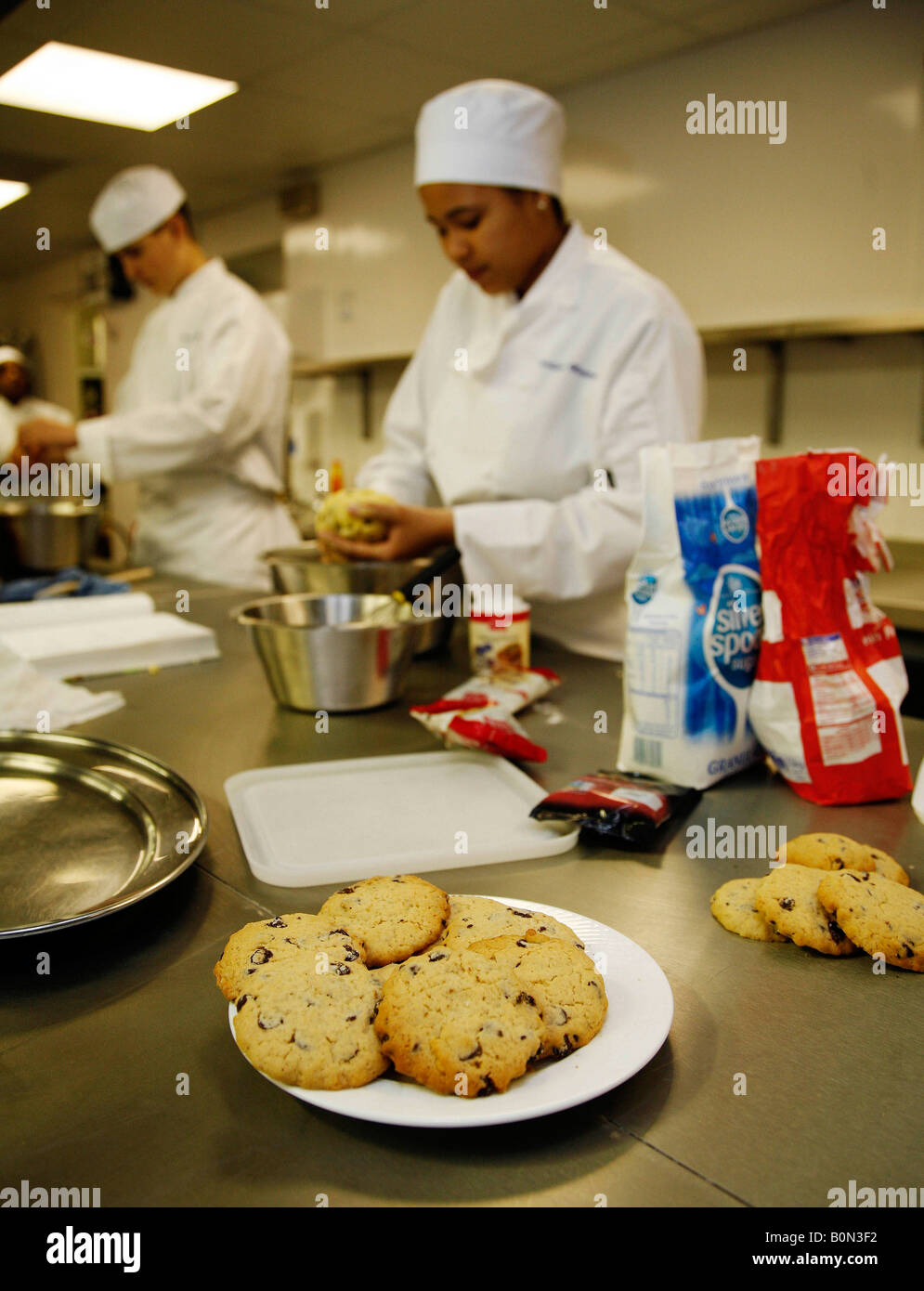 Secondary school hospitality and chef training kitchen Stock Photo - Alamy
