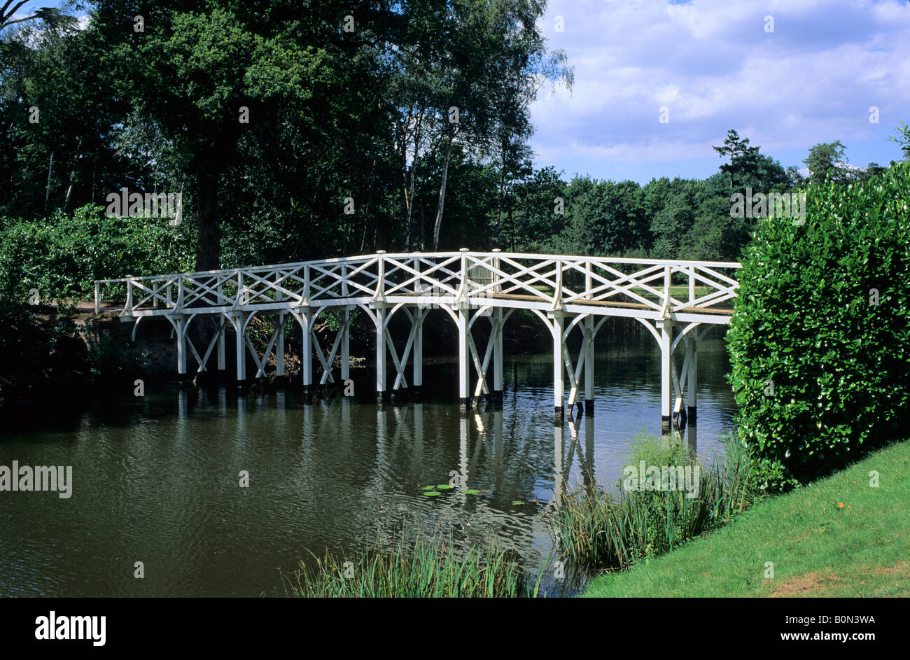 Chinese Bridge, Painshill Park, Cobham, Surrey, England, UK Stock Photo ...