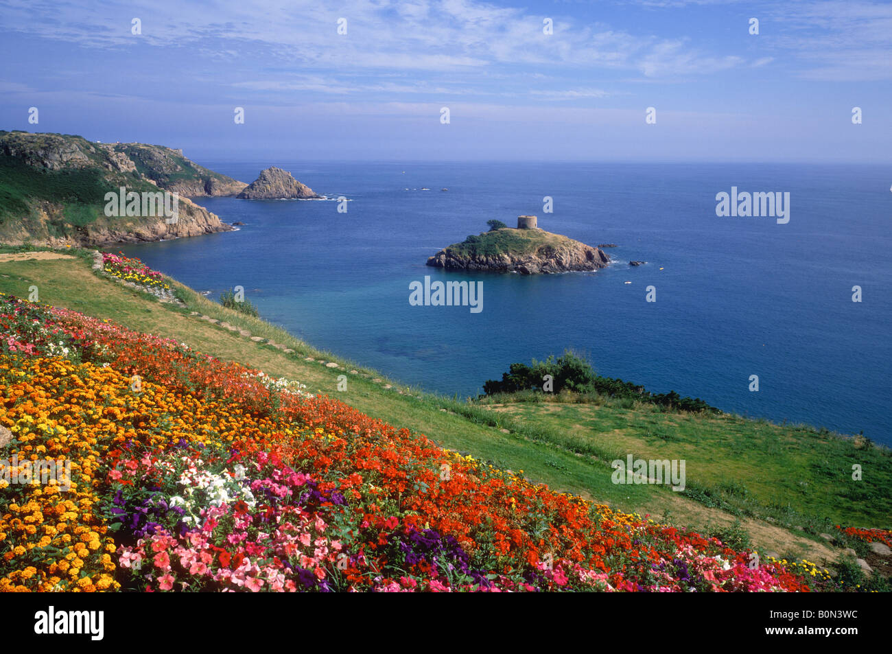 Jersey - Colourful view of Portelet Bay Stock Photo - Alamy