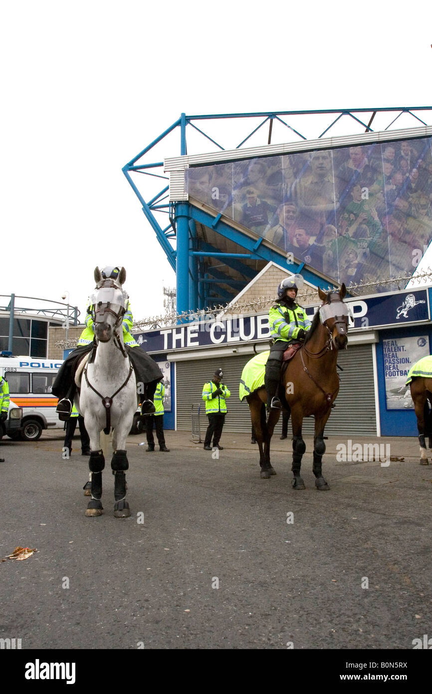 Riot police outside the Millwall football stadium The New Den before ...