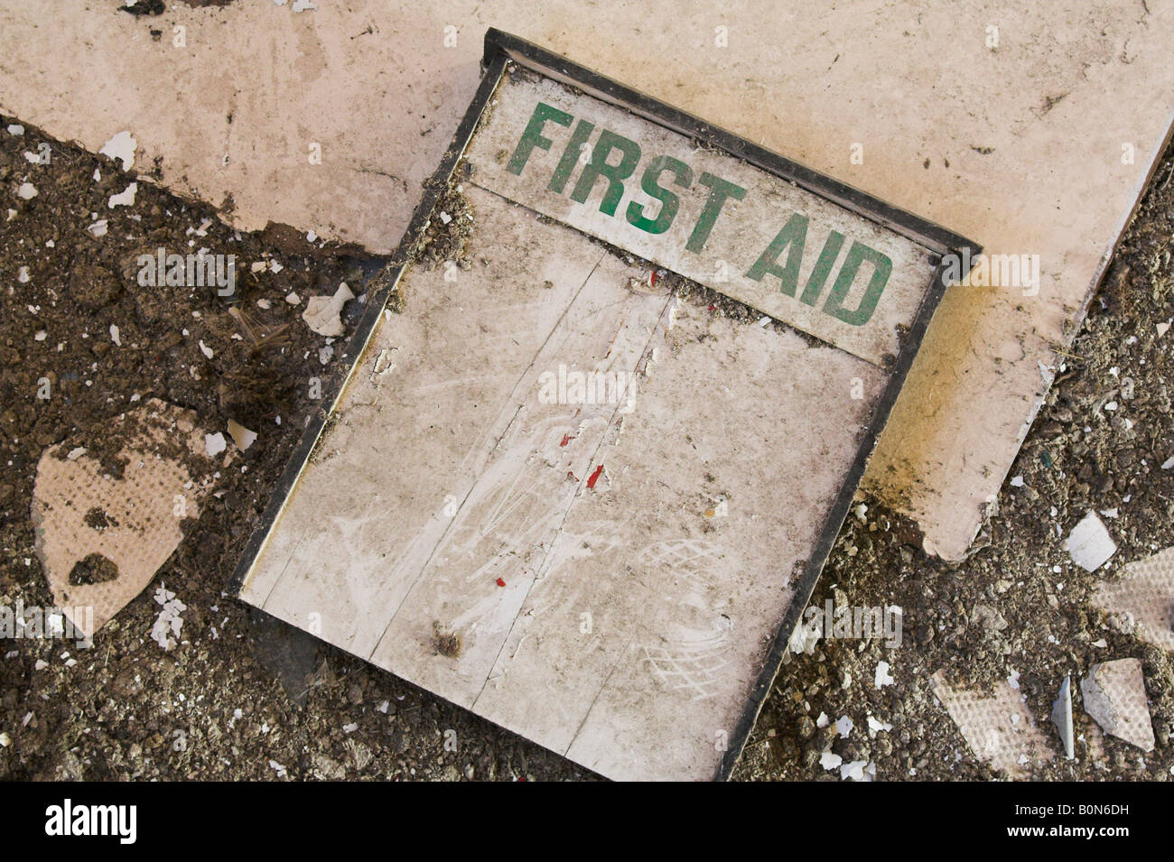 Old abandoned first aid cabinet in ruined building Stock Photo - Alamy
