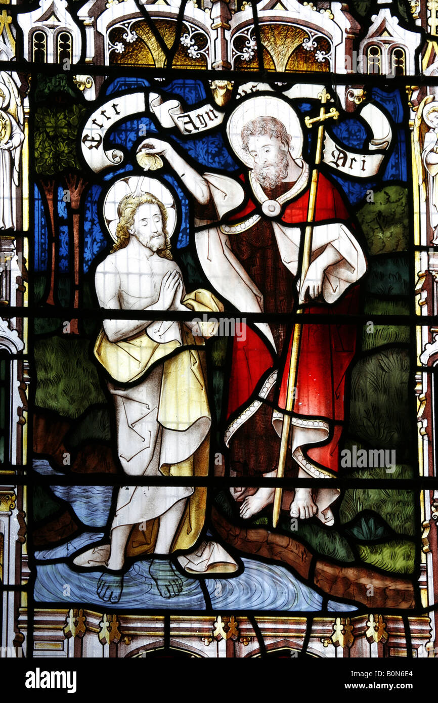 Stained Glass Window Depicting the Baptism of Jesus Christ by John the Baptist Woodbastwick ...